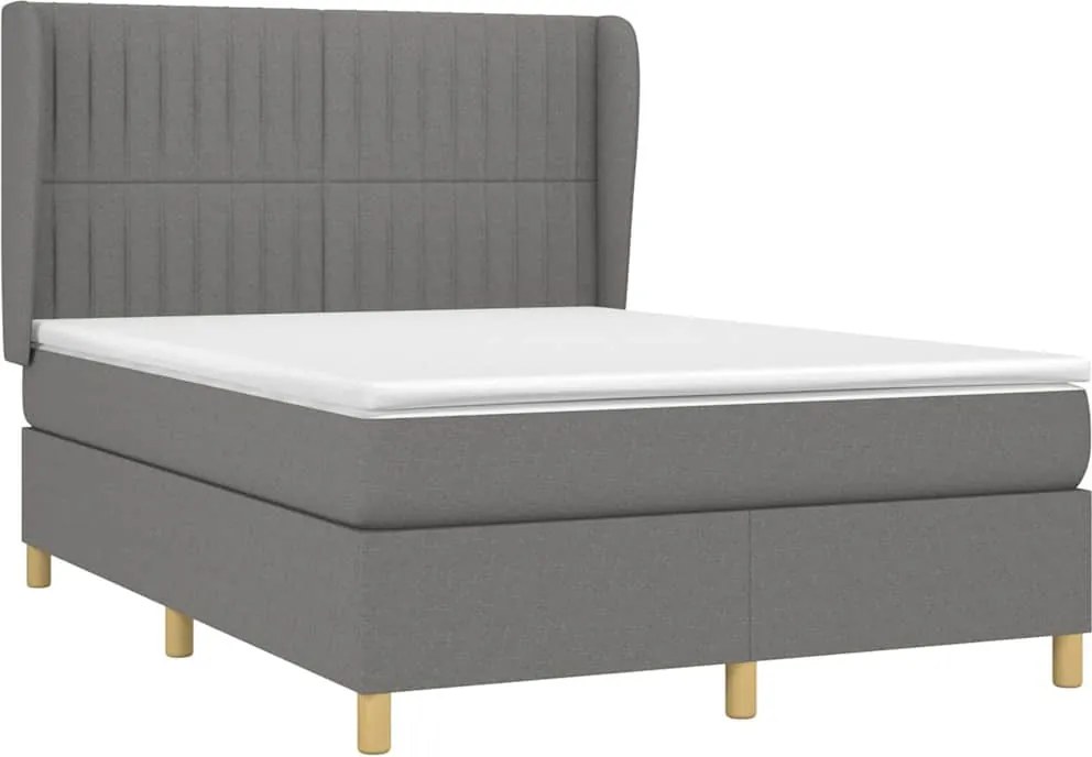 Box spring postel s matrací tmavě šedá 140x200 cm textil 3128686