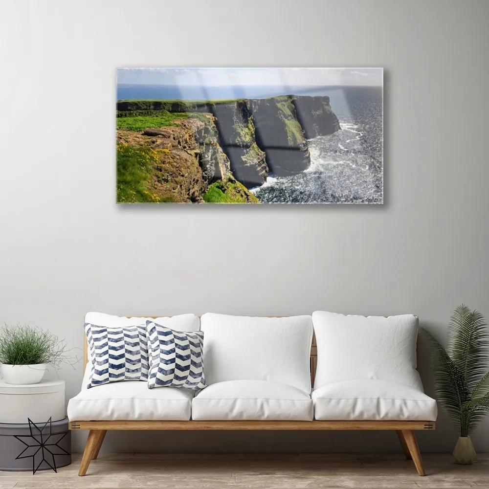 Obraz na skle Skála Moře Krajina 120x60 cm
