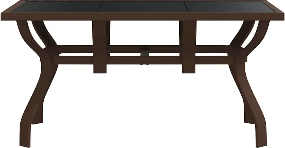 Zahradní stůl hnědočerný 140 x 70 x 70 cm ocel a sklo 318772