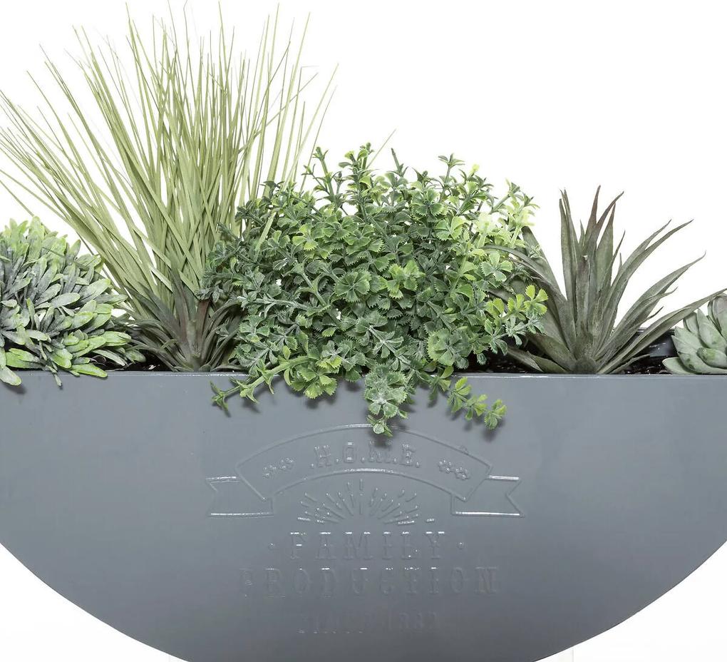 Umělé rostliny, průměr 44 cm, závěsná dekorace v kovovém krytu