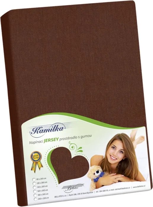 Bellatex Jersey prostěradlo Hnědá 90x200x40 cm