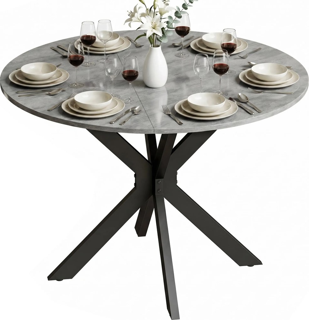 HOMCOM kulatý skládací jídelní stůl, pro 2–6 osob, ocelové X-nohy, do malých prostor, jídelna, kuchyně, 110 x 110 x 76 cm | Aosom