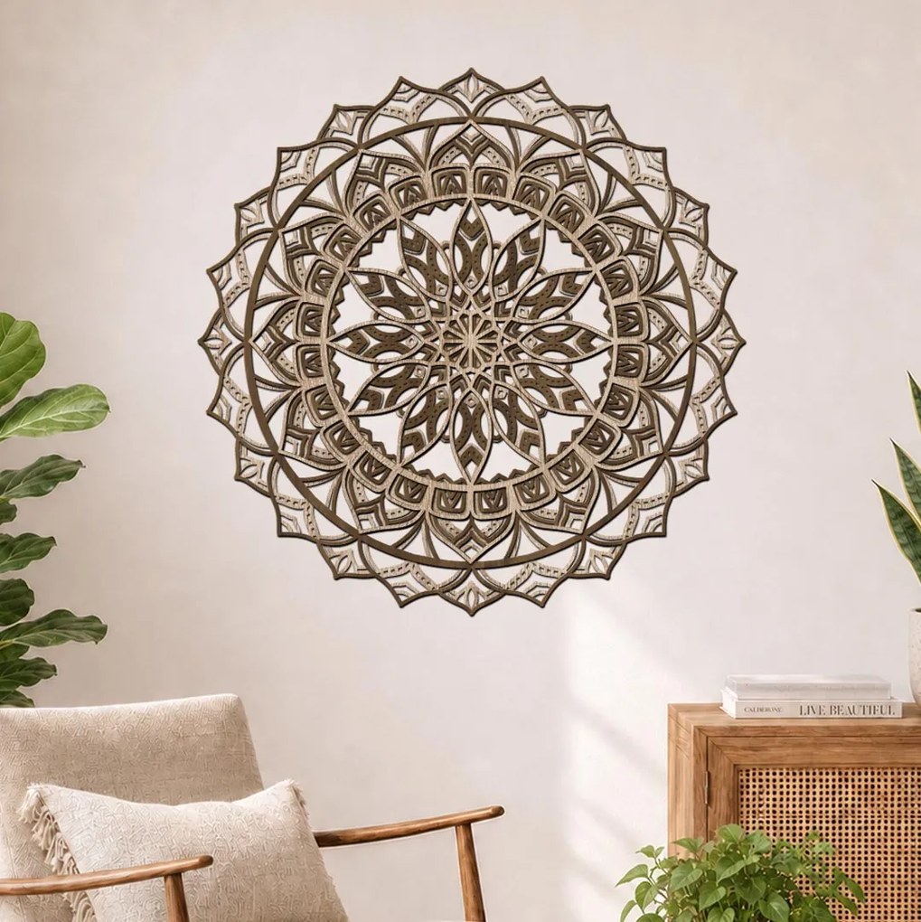 dřevo života 3 vrstvá mandala INTUICE Zvolte rozměr šxv (cm): 60x60, Zvolte barvu dekoru: Dub sonoma-Wenge-Dub Sonoma