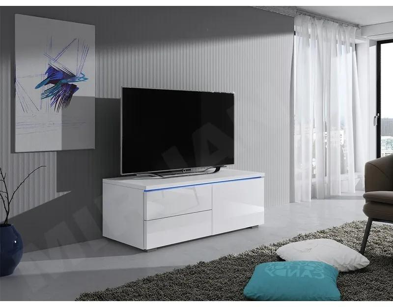 TV stolek Cleo XI P, Barva: bílá / černý lesk