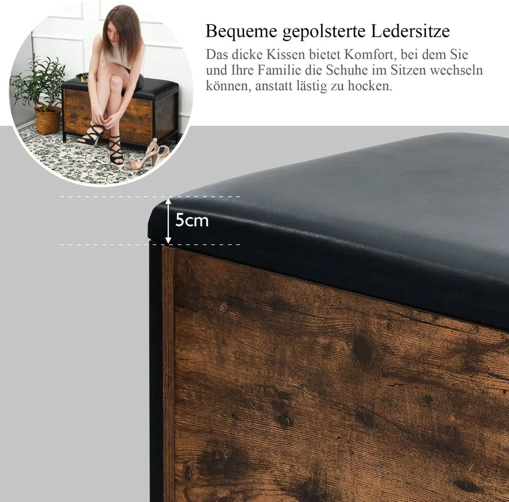 Costway Lavice na boty s úložným prostorem a polstrovaným sedákem, sedák
