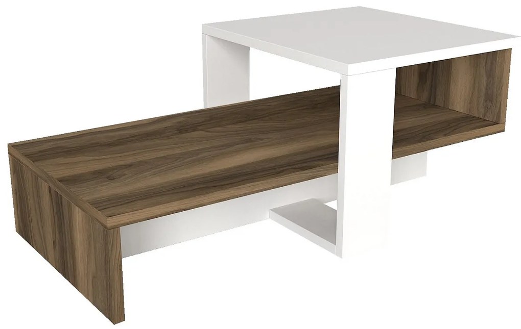 Designový konferenční stolek Jaivan 80 cm bílý / ořech
