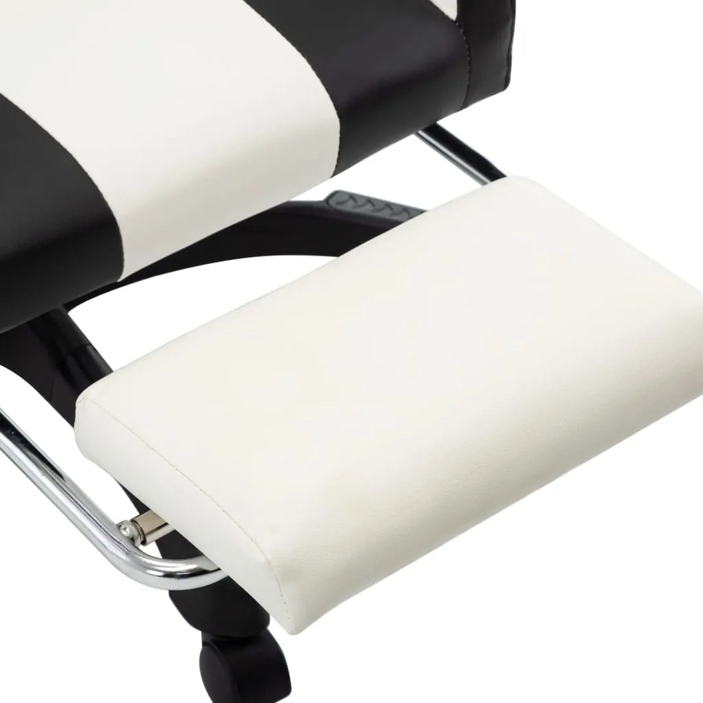 Herní židle s podnožkou černobílá umělá kůže,  287995