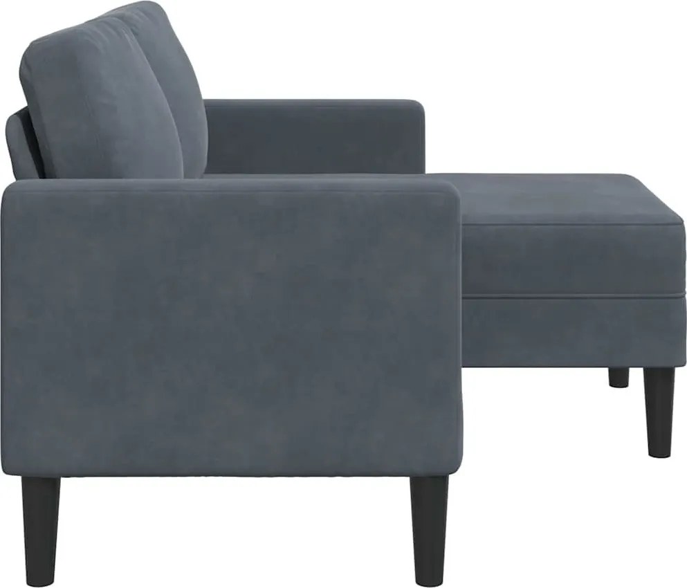 vidaXL Dvoumístná pohovka s lehátkem ve tvaru L 125 cm samet [4107072] Barva: Tmavě šedá