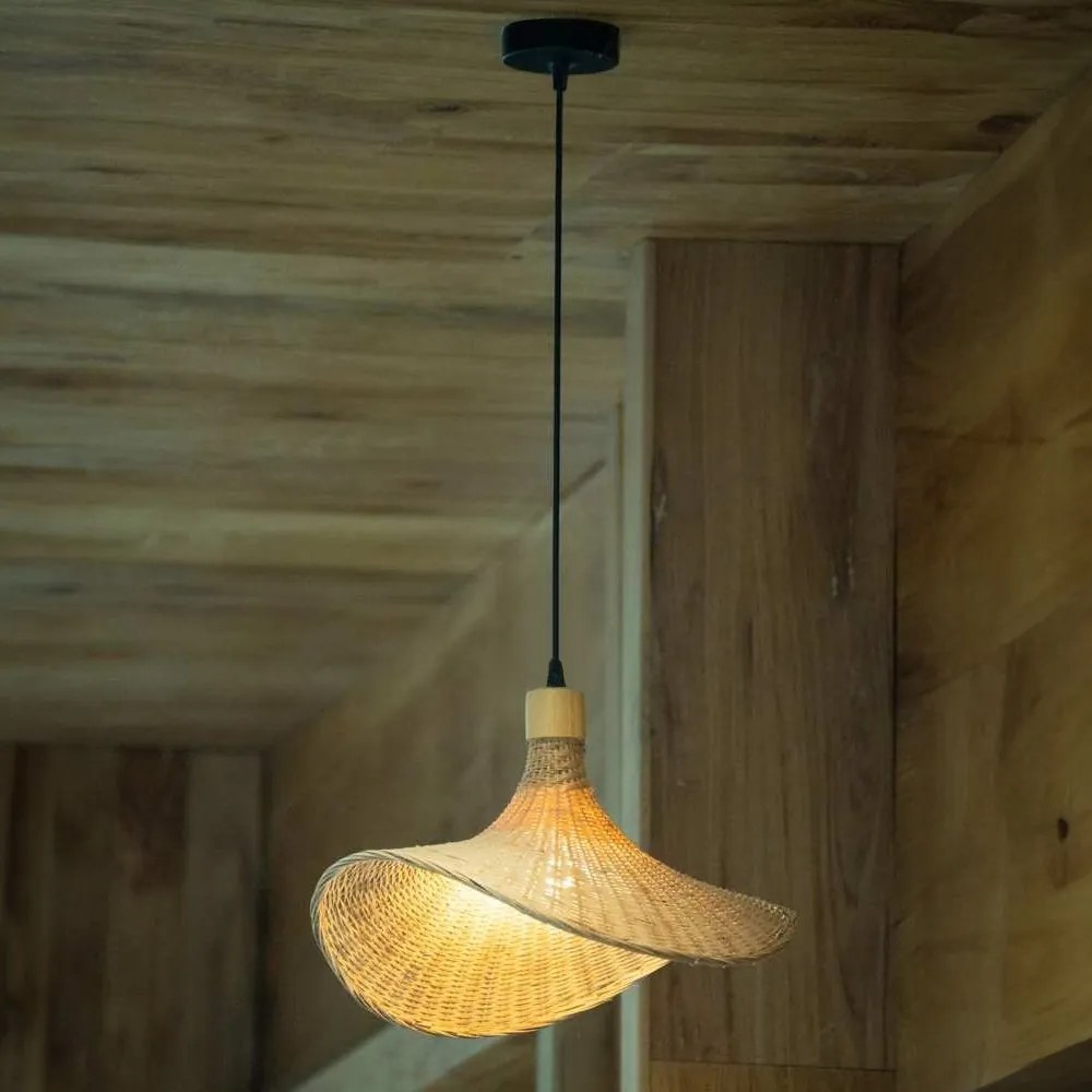 Toolight Toolight, bambusové závěsné svítidlo 30cm 1xE27 APP1642-1CP, přírodní hnědá-černá, OSW-05140