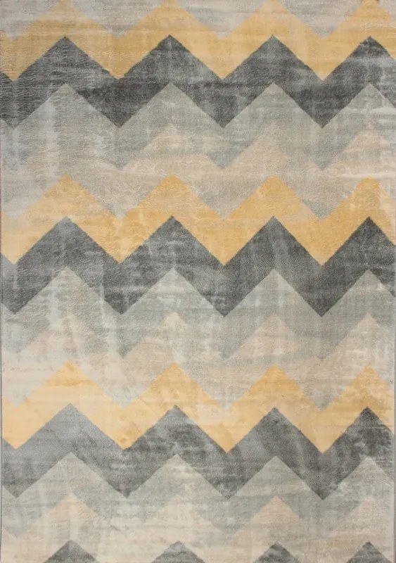 Balta Kusový koberec SHOW/SOFT 4875 šedý / žlutý 133 x 190