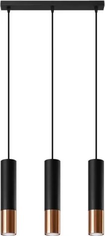 Závěsné svítidlo SOLLUX Loopez 3L GU10 3x40W bez zdroje ocel černá/měděná SL.0948