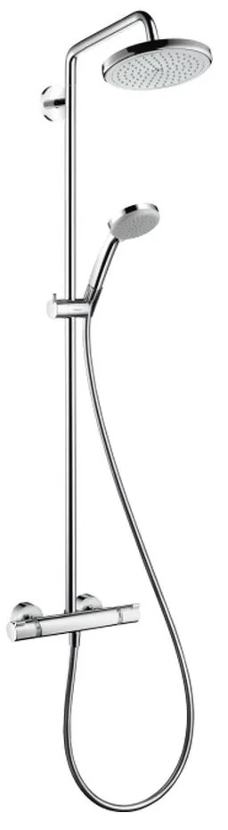 Hansgrohe Croma 220 Showerpipe - Sprchová baterie nástěnná, termostatická, pevná sprcha + ruční sprcha, chrom 27185000