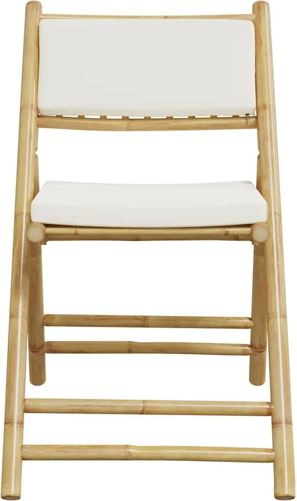 3dílný skládací bistro set s krémově bílými poduškami bambus 3208933