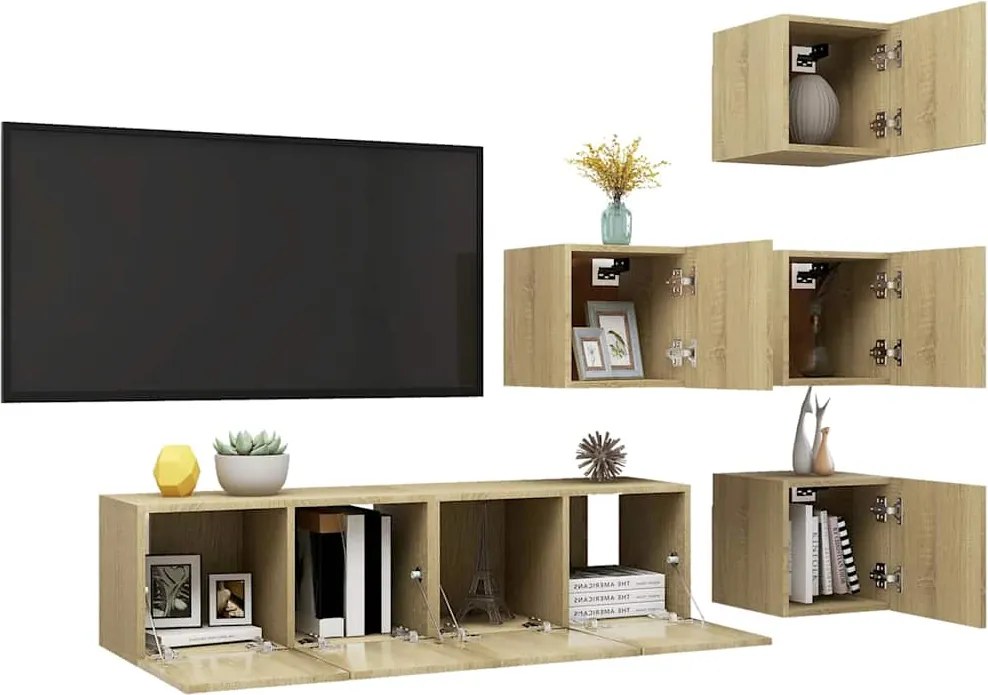 6dílný set TV skříněk dub sonoma kompozitní dřevo 3079035