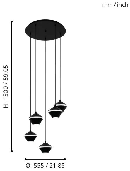 Eglo 98683 - LED Lustr na lanku PERPIGO 5xGU10/5W/230V