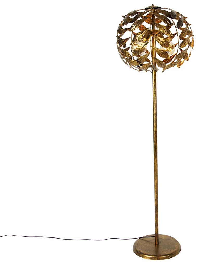 Vintage stojací lampa starožitná zlatá 45 cm 2-světelná - Linden