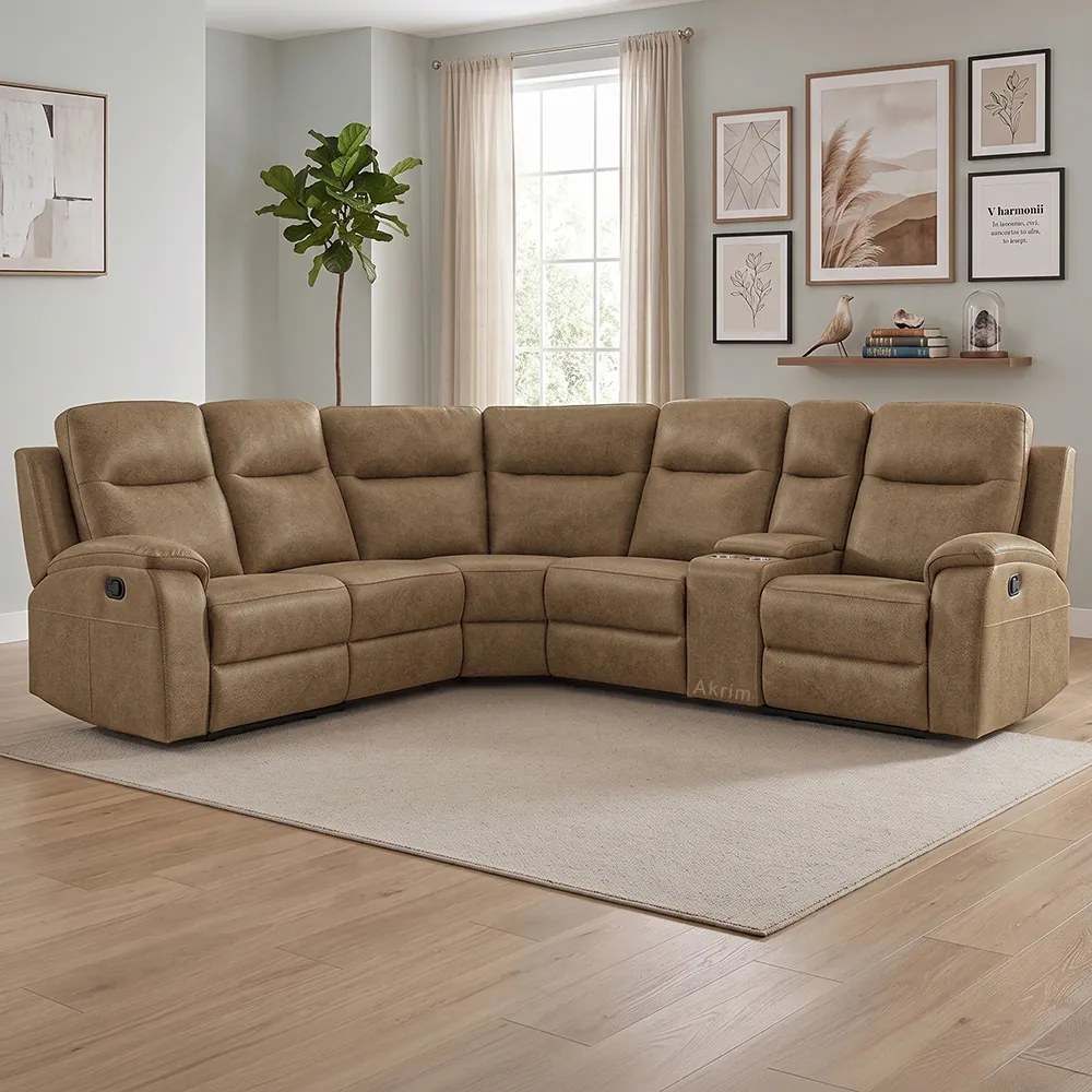 Sedací souprava MALAGA | 248x276 cm | UNIVERZÁLNÍ levá i pravá | s FUNKCÍ RELAX | hnědá látka | EXTRA POHODLNÉ