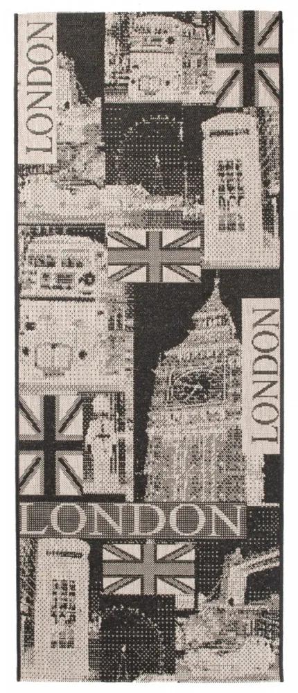 Kusový koberec Londýn černý atyp, Velikosti 80x200cm | BIANO