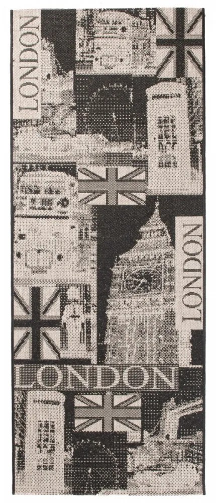 Kusový koberec Londýn černý atyp, Velikosti 80x200cm