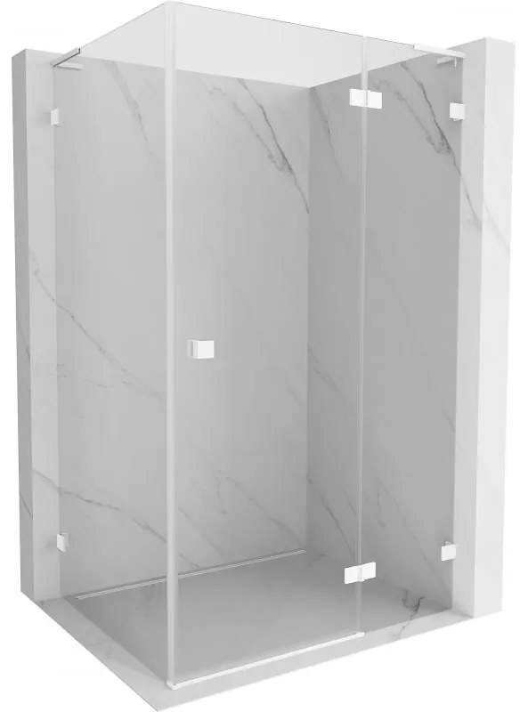 Mexen Lunar, L pravý výklopný sprchový kout 90 x 70 cm, 8mm čiré sklo, bílý profil, 834L-090-070-20-00-P