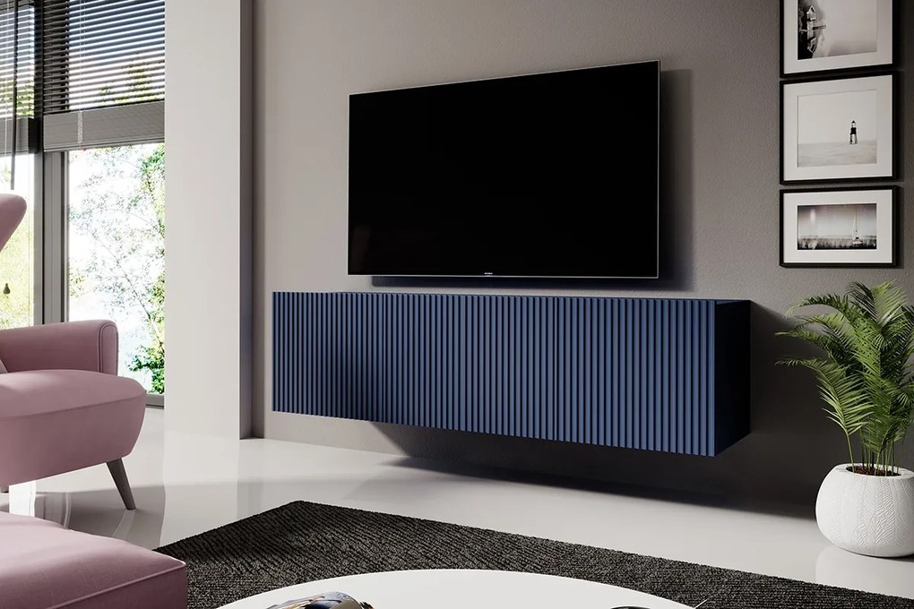 Závěsný TV stolek Nicole 150 cm - tmavě modrá