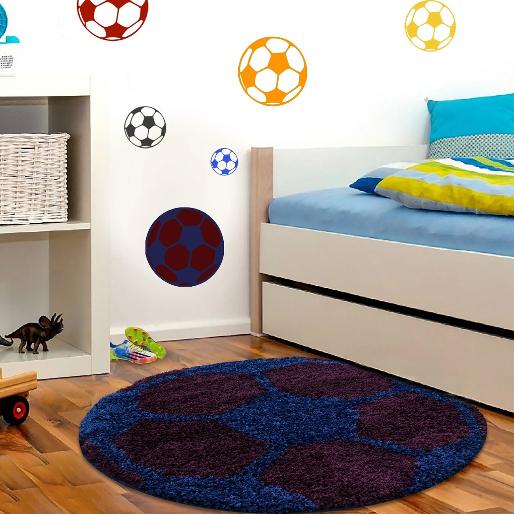 Ayyildiz, Dětský kusový koberec Fun 6001 navy, 100x100 (průměr) kruh, modrá, dětský pokoj