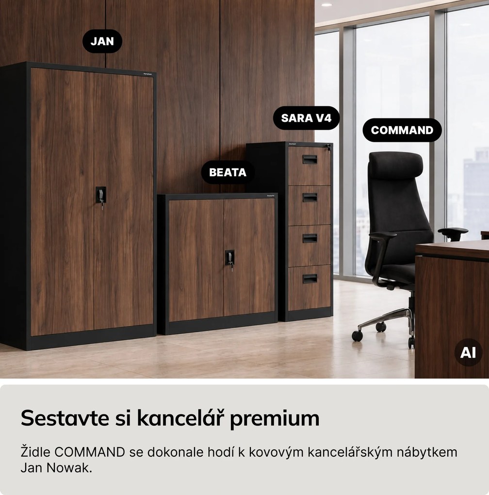 Křeslo kancelářské čalouněné ředitelské černé: COMMAND