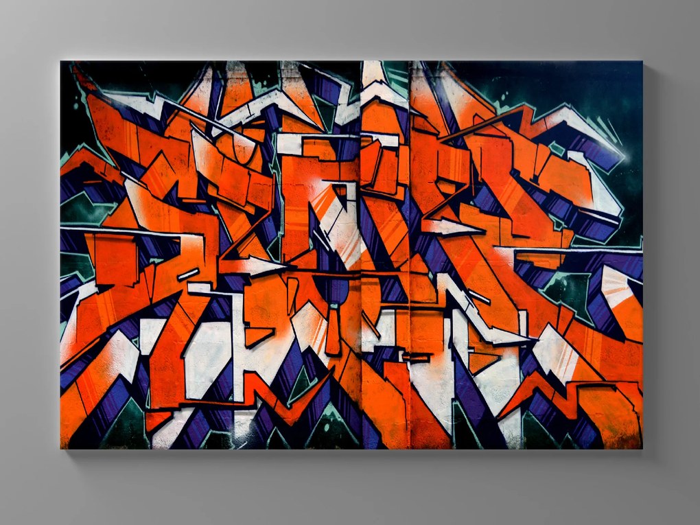 Obraz oranžové graffiti Rozměr: 120 x 80 cm