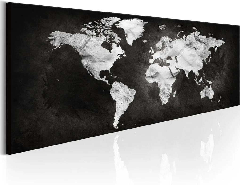 Murando DeLuxe Černobílá mapa světa  120x40 cm
