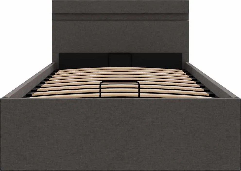 Rám postele s úložným prostorem LED tmavě šedý textil 90x200 cm 285600