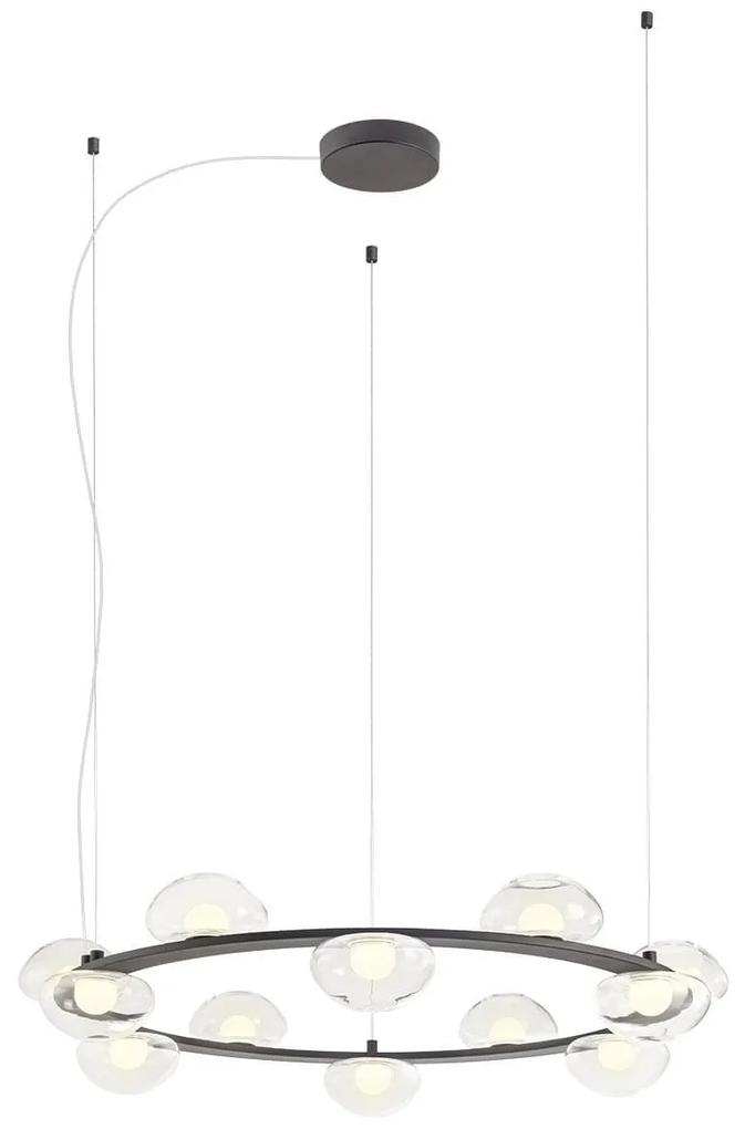 Černé závěsné LED světlo nad stůl Redo SINCLAIR 01-3310/Ø 80cm