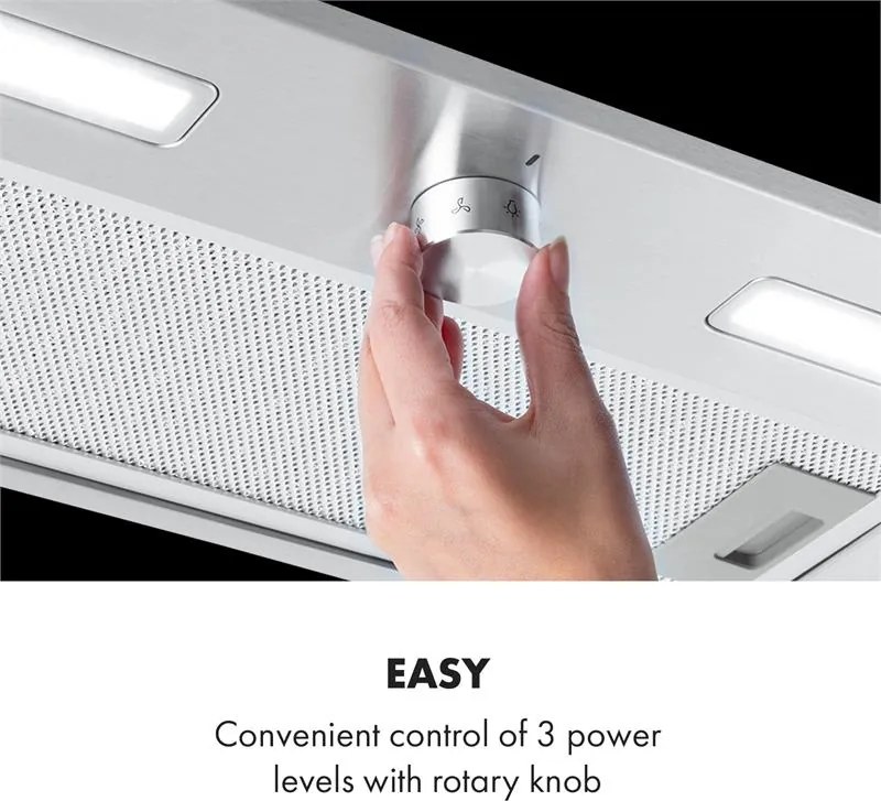 Klarstein Simplica, digestoř, 52 cm, vestavná, 440 m³/h, LED, nerezová ocel
