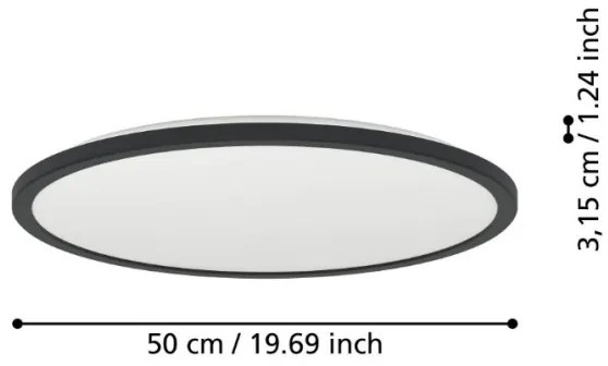 Eglo 901455-LED St. koupel. svítidlo ROVITO-R 16,8W/230V pr.50cm IP44 černá + DO