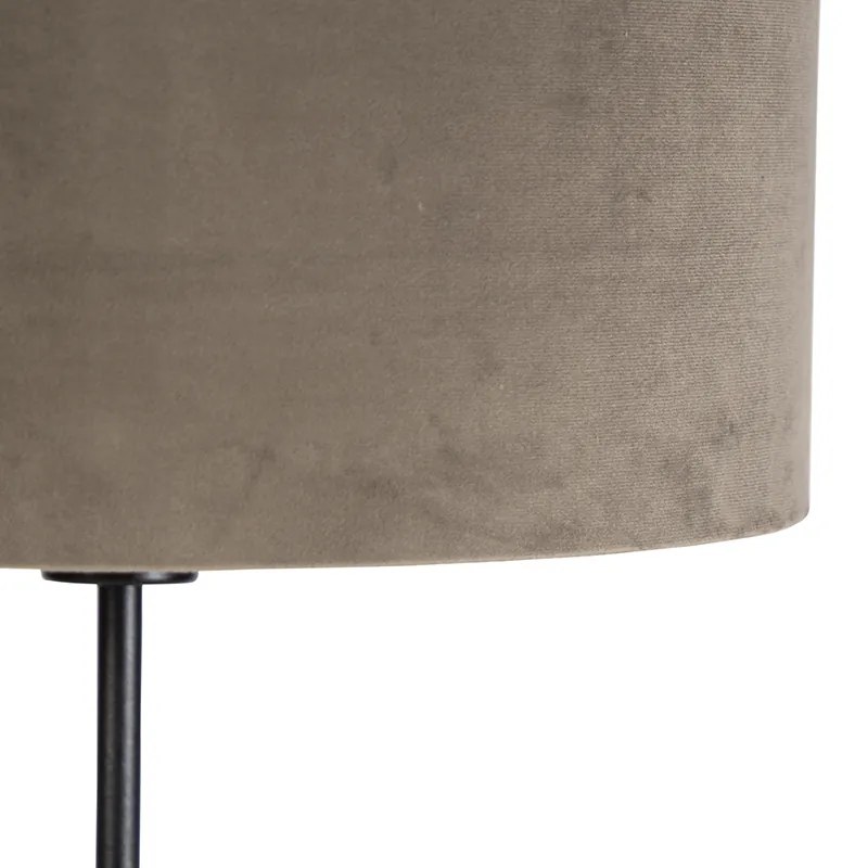 Stojací lampa černá s velurovým odstínem taupe se zlatem 35 cm - Parte