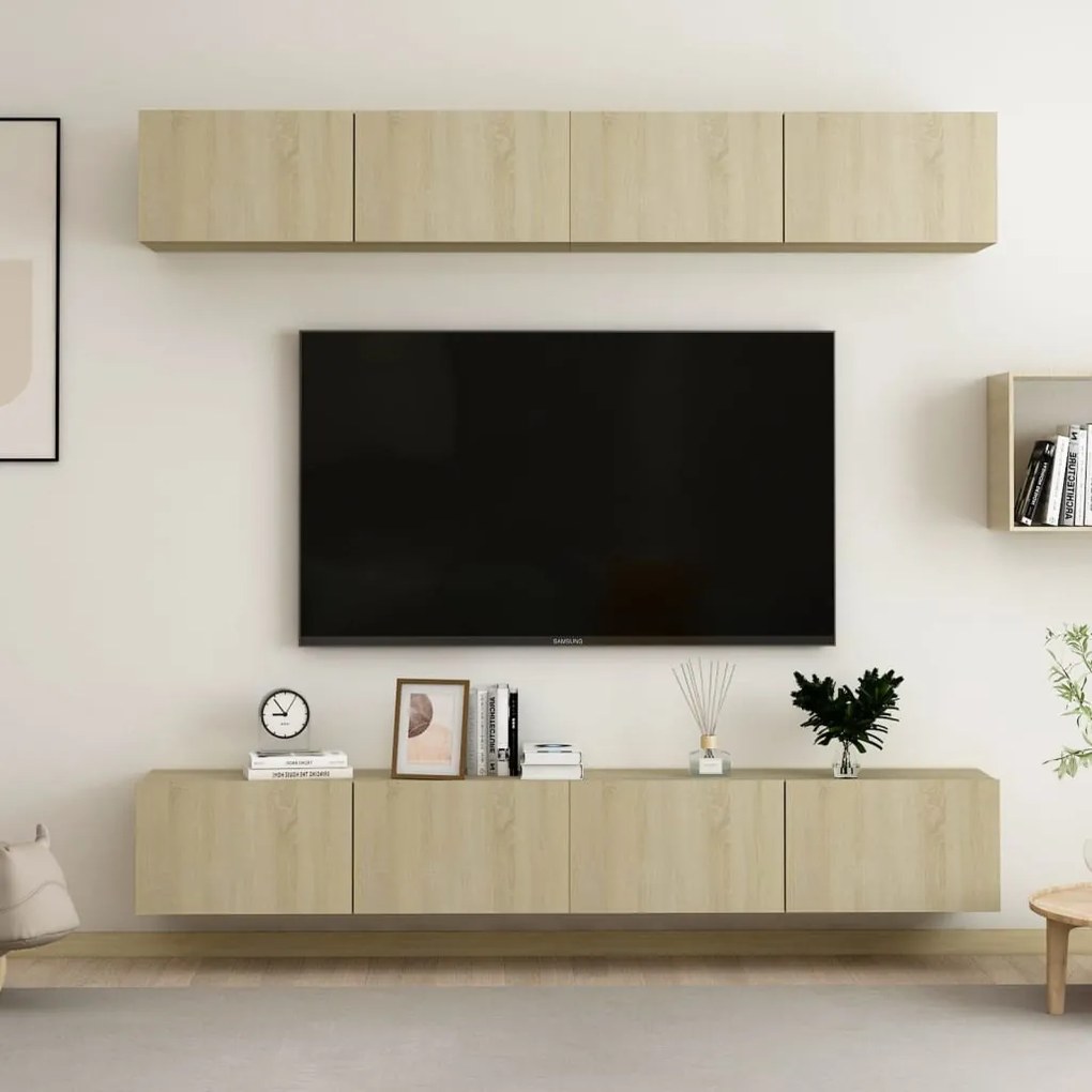 TV skříňky 4 ks dub sonoma 100 x 30 x 30 cm kompozitní dřevo 3078956
