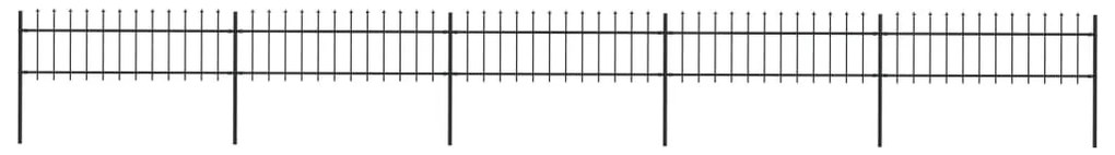 Zahradní plot s kopím nahoře ocelový 892,5 x 60 cm černý