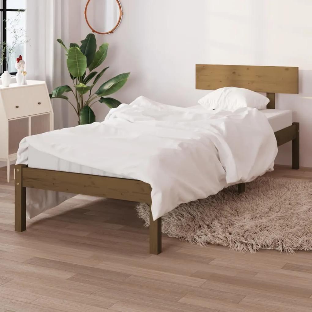 810110 vidaXL Rám postele medový masivní borovice 75 x 190 cm UK Small Single