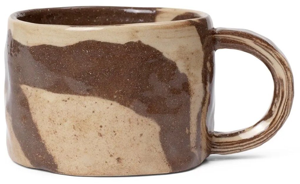 ferm LIVING Keramický hrnek Ryu Sand/Brown 200 ml, hnědá barva, keramika