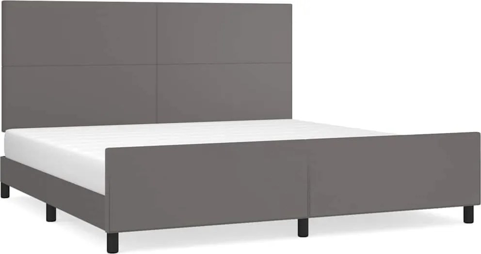Rám postele s čelem šedý 200x200 cm umělá kůže 3125473