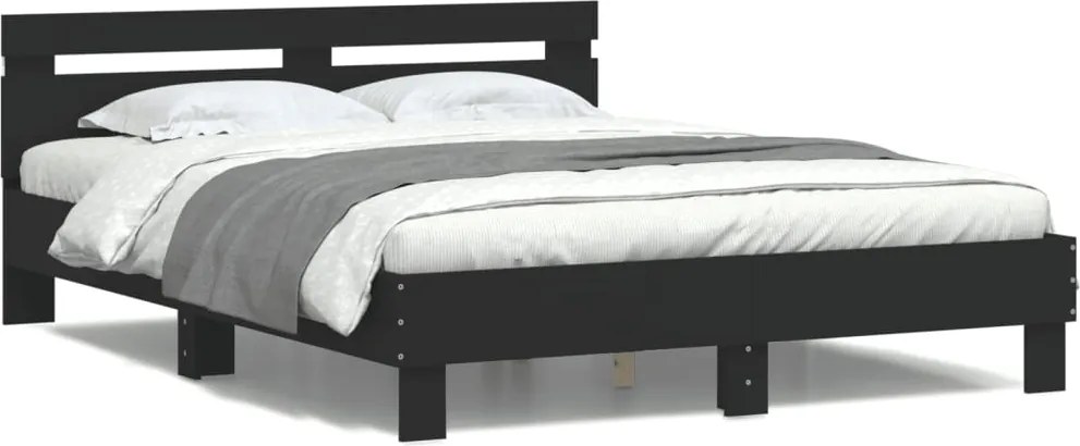 Rám postele s čelem a LED osvětlením černý 140 x 190 cm 3207561
