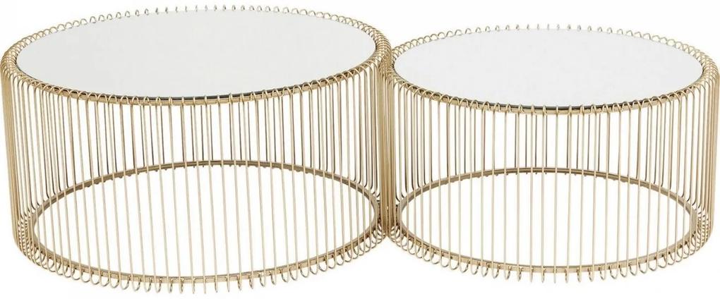 OnaDnes -20% Kare Design Set dvou mosazných konferenčních stolků Wire 69,5/60 cm