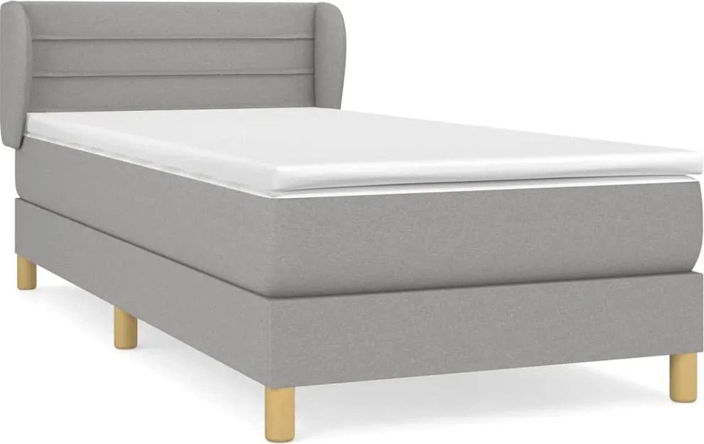 Box spring postel s matrací světle šedý 100 x 200 cm textil 3126861