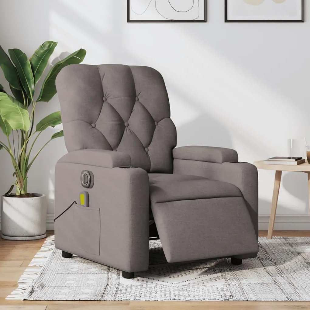 Elektrické masážní polohovací křeslo taupe textil 3204706