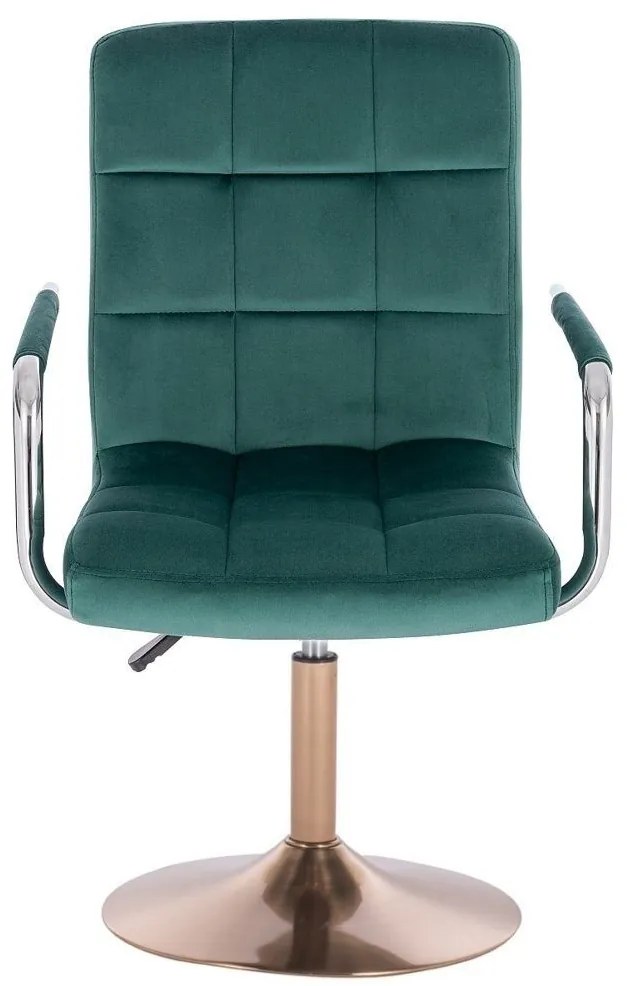 LuxuryForm DESIGN Otočná židle VERONA VELUR na zlatém talíři - zelená
