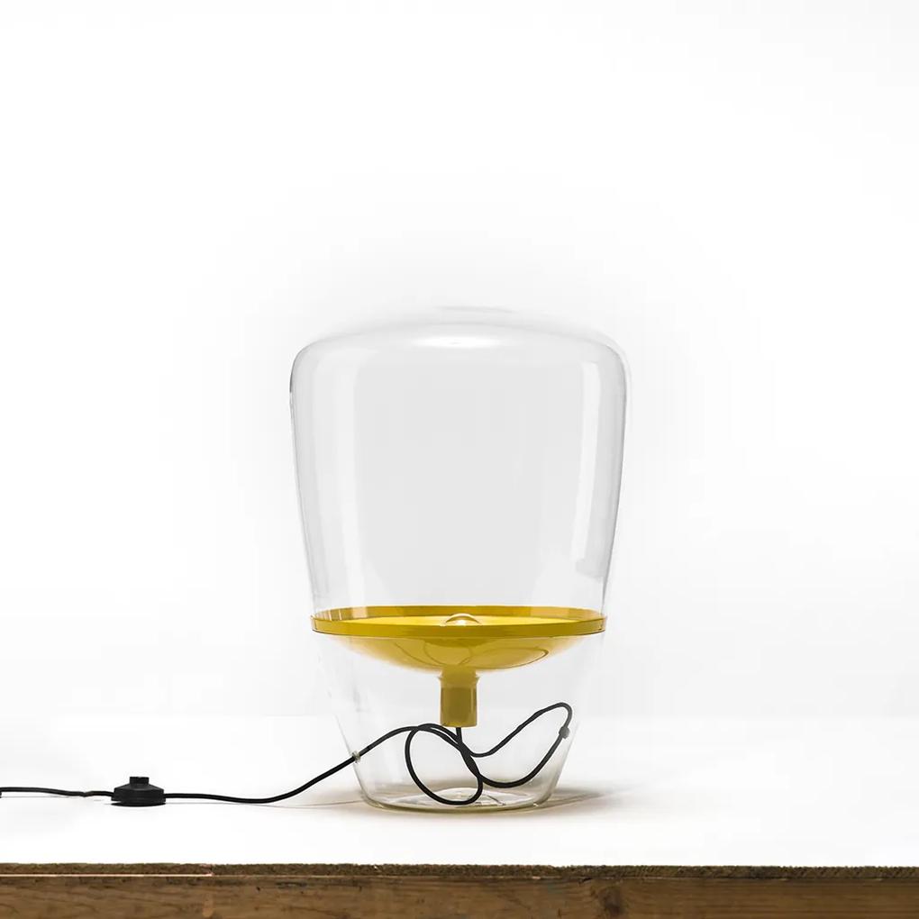 Skleněná stolní a podlahová lampa Balloons Dekor: Transparentní sklo / Citrónově žlutý reflektor, Rozměr: ø 550 x 785 mm
