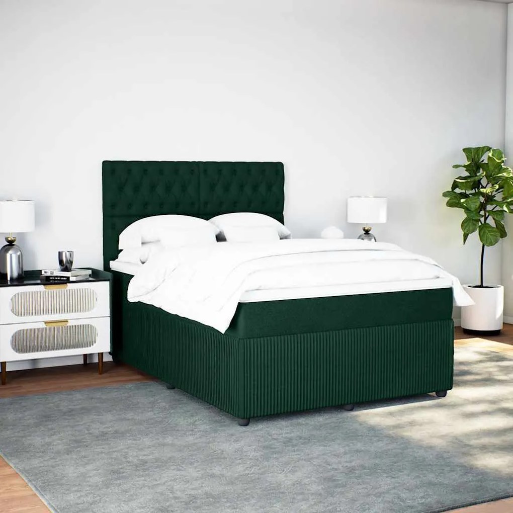 Box spring postel s matrací tmavě zelená 140x190 cm samet 3294643