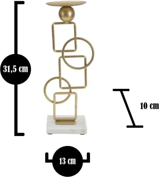 Svícen Marie 31 cm zlatý/mramor