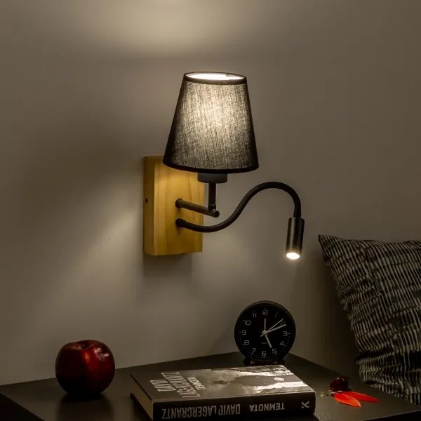 Brilagi - LED Nástěnná lampa NUBILA WOOD 1xE27/25W/230V + LED/3W dub/černá