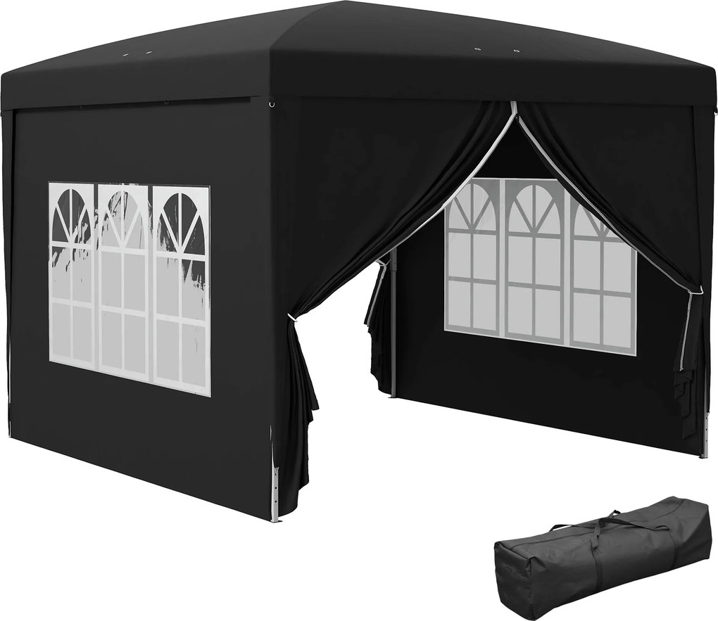 Pavilon Outsunny přibližně 3x3m, voděodolný stabilní zimní skládací pavilon, UV ochrana 50+, skládací párty stan se 4 bočními stěnami a taškou pro zah