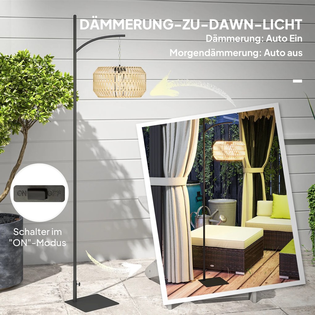 Solární stojací lampa ratan Solární lampy se světelným senzorem Automatické solární světlo v boho stylu IP44 Černá+žlutá